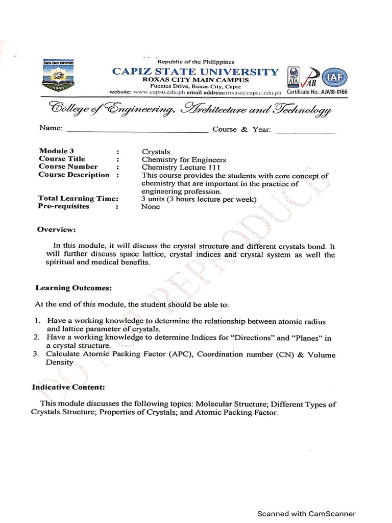 (Module 3) Chem Crystals | PDF