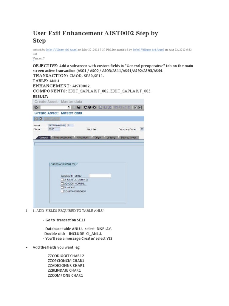 User Exit Enhancement AIST0002 Step by Step | PDF | Computer Engineering | Computing