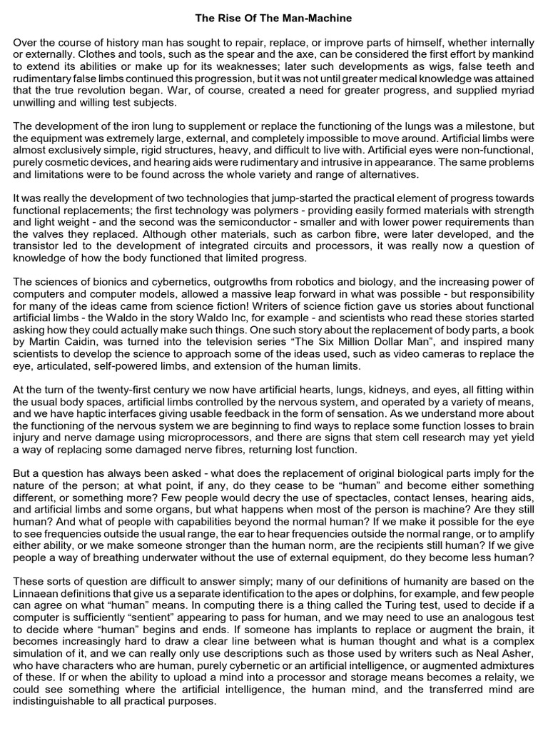 The Rise of The Man-Machine | PDF | Mind | Intelligence