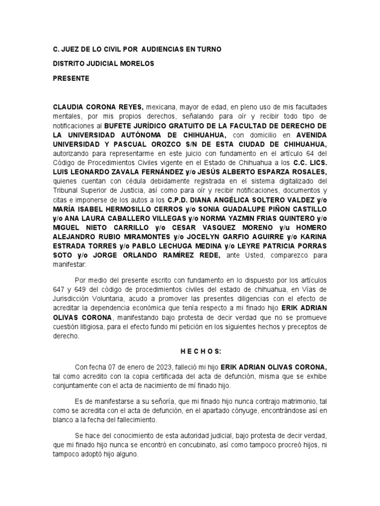 Formato demanda Civil | PDF | Instituciones sociales | Justicia