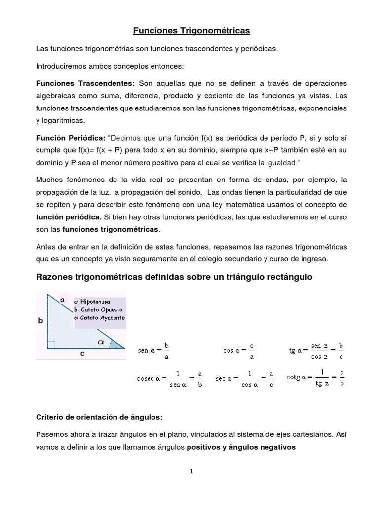 Apunte Funciones Trigonometricas | Descargar gratis PDF | Funciones trigonométricas | Trigonometría