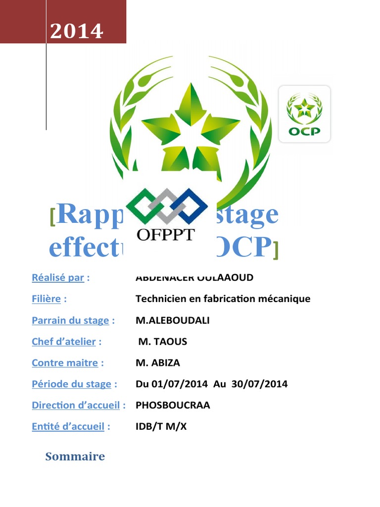 Rapport de Stage OCP ACX - Abdenacer Oulaaaoud - Copie | PDF