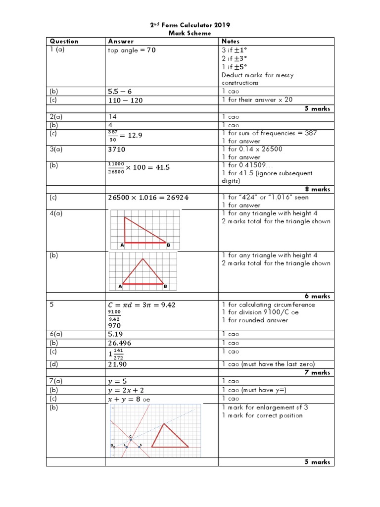 2nd Form Calc 2019 MS.docx | PDF | Mathematical Objects | Elementary ...