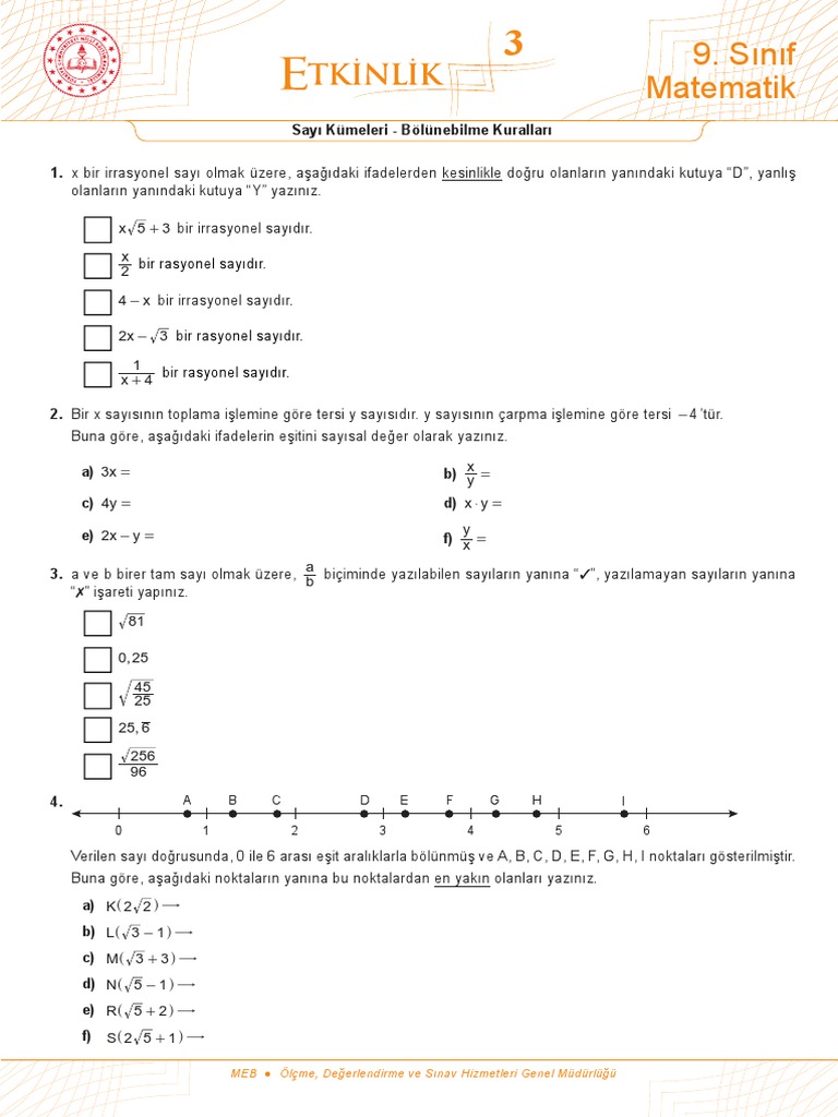 Sınıf Matematik Matematik: Bir Rasyonel Sayıdır | PDF