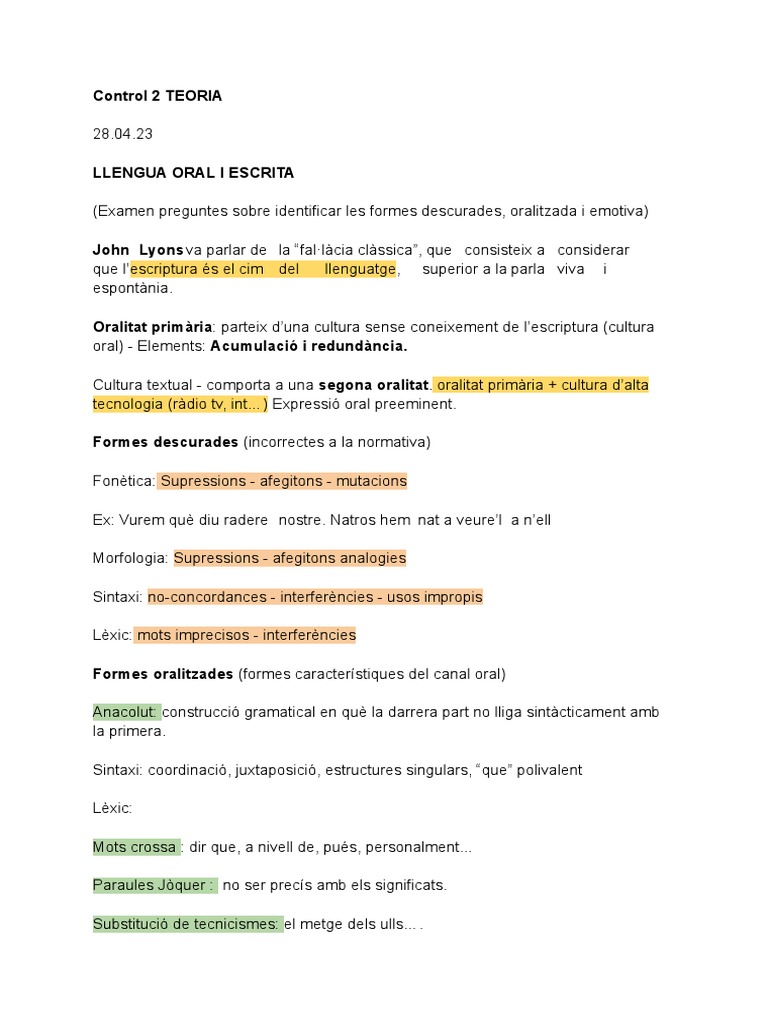 Català Resum - Control 2 Comunicación Audiovisual | PDF