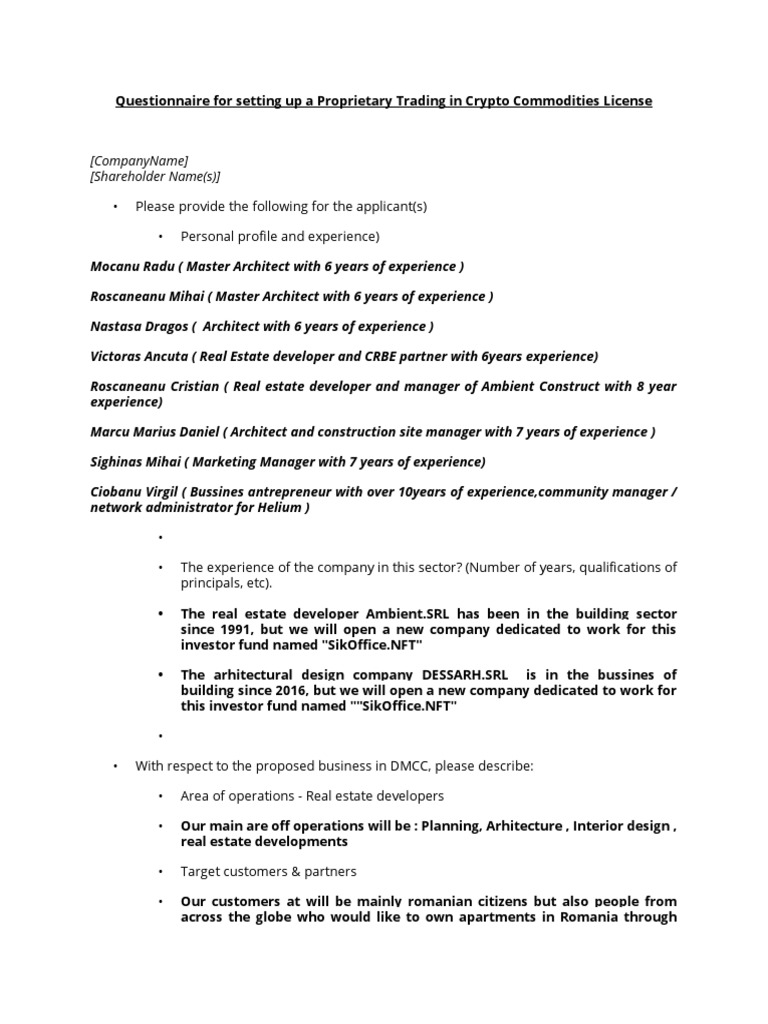 DMCC - Prop Trading Crypto Assets Questionnaire | PDF | Cryptocurrency ...