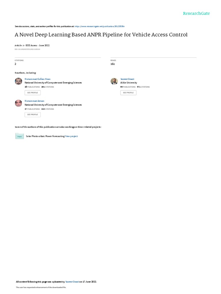 A Novel Deep Learning Based Anpr Pipeline For Vehicle Access Control