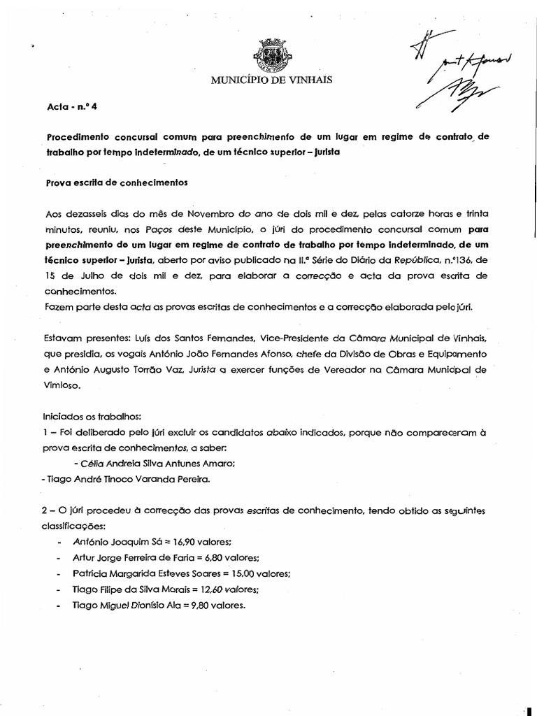 Acta N. 4 - Prova Escrita de Conhecimentos | PDF