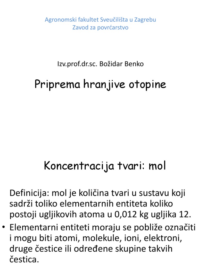 Priprema Hranjive Otopine | PDF