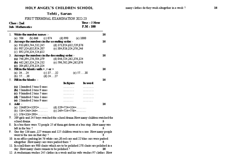 class 2 nd math | PDF