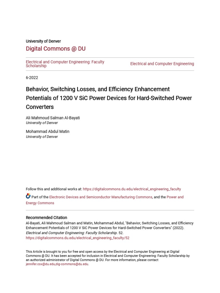 Behavior Switching Losses And Efficiency Enhancement Potentials Pdf Field Effect Transistor