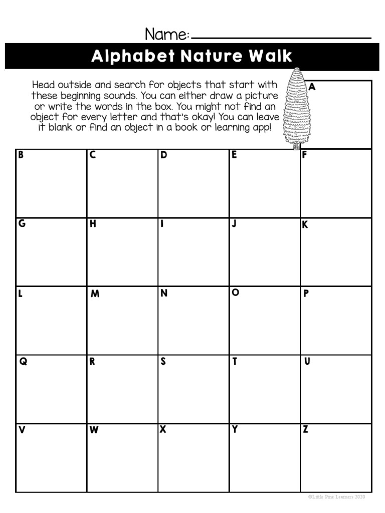Alphabet Nature Walk Activity Sheet | PDF