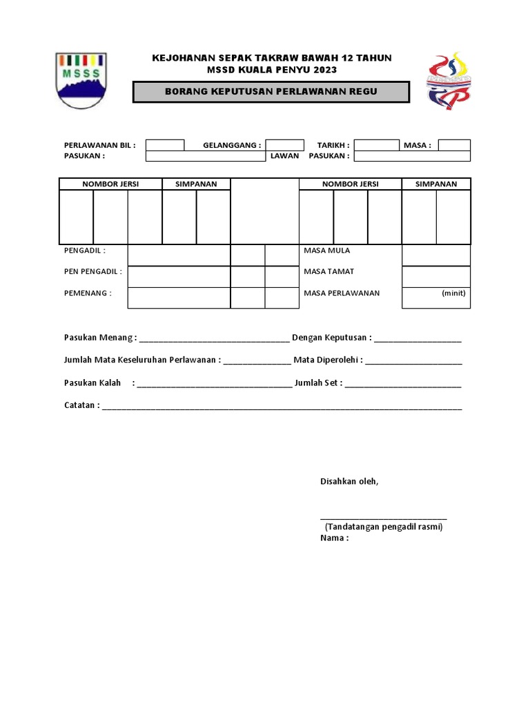 Borang Keputusan Rasmi | PDF