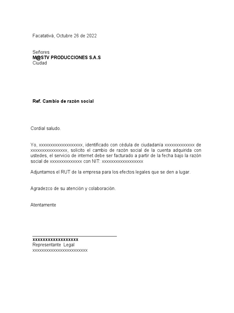 Carta Cambio de Razón Social Cable Mas | PDF