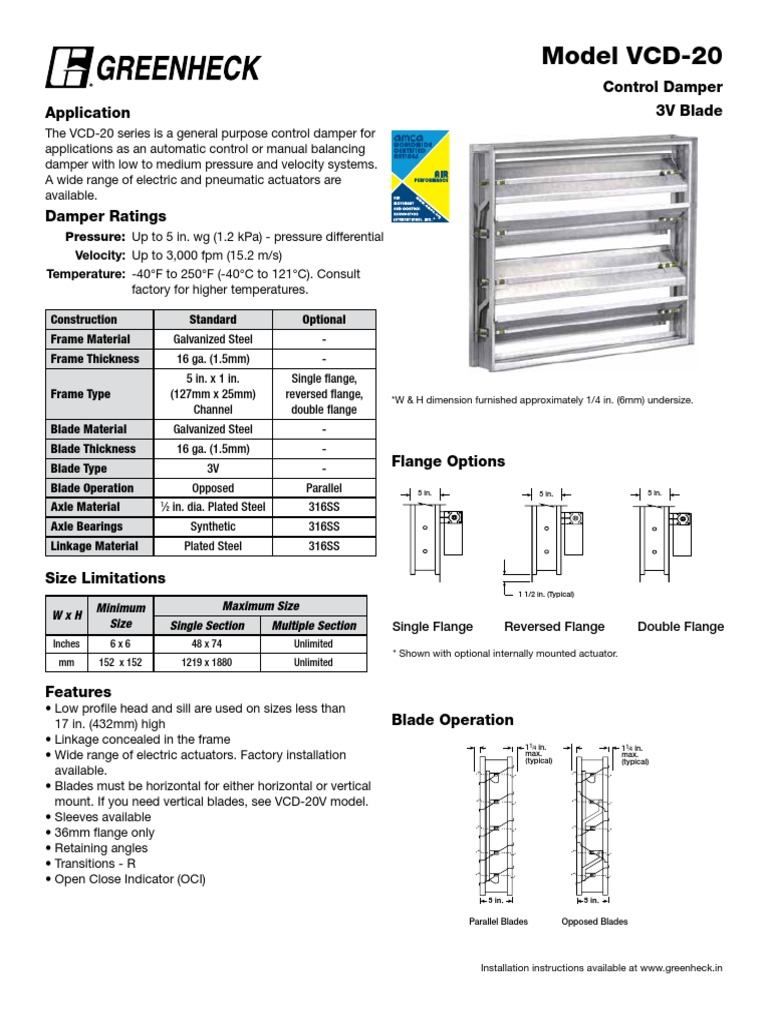 vcd20 Submittal | PDF | Duct (Flow) | Applied And Interdisciplinary Physics