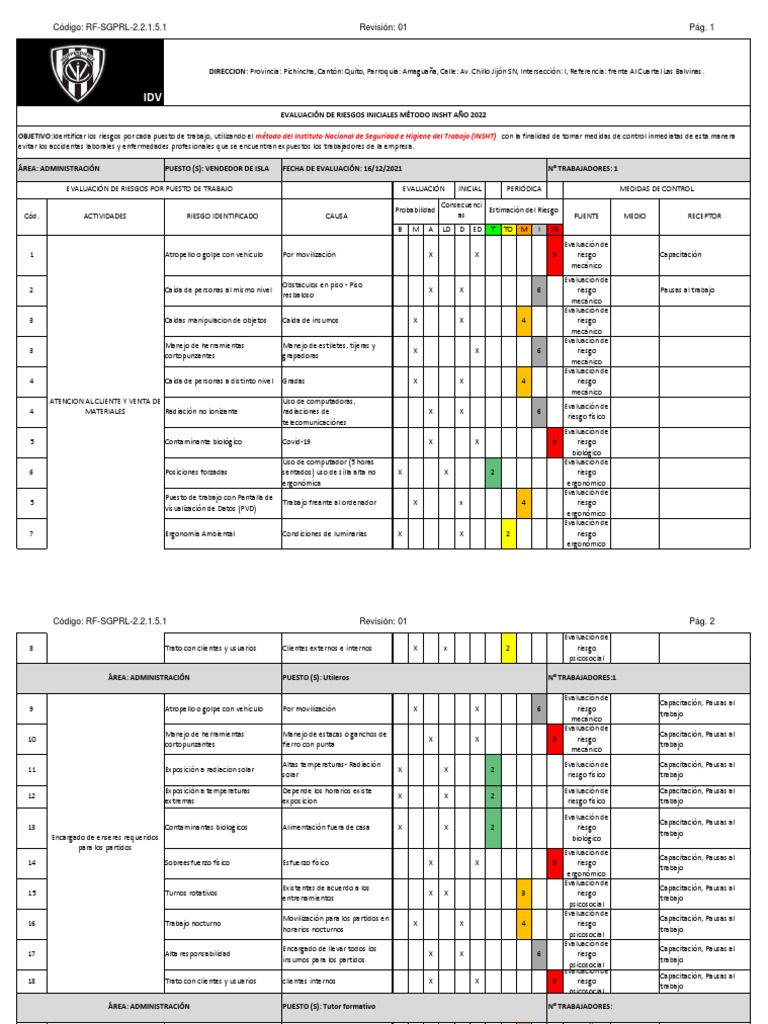 Matriz Insht Cidv | PDF