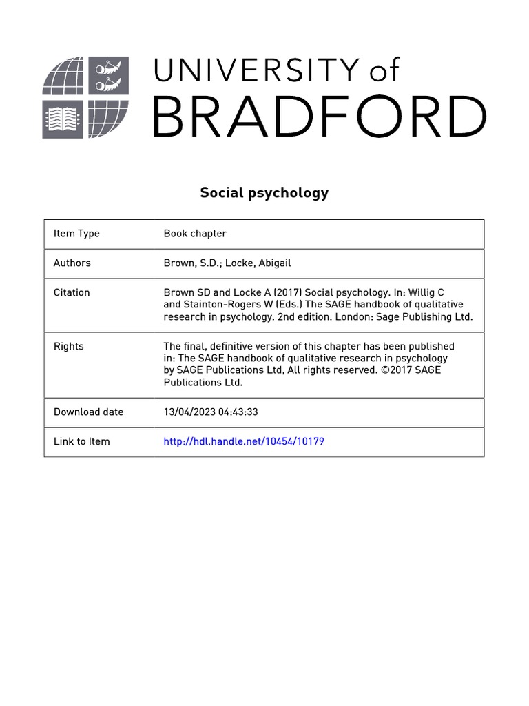 Lectura 4 Locke - Social - Psychology - Chapter | PDF | Psychology ... Lectura 4 Locke - Social - Psychology - Chapter | PDF | Psychology ...