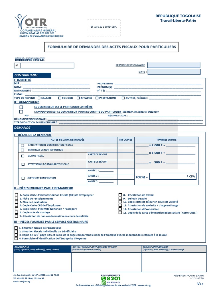 Formulaire de Demande Documents Fiscaux Particulier Etax v5.0 | PDF ...