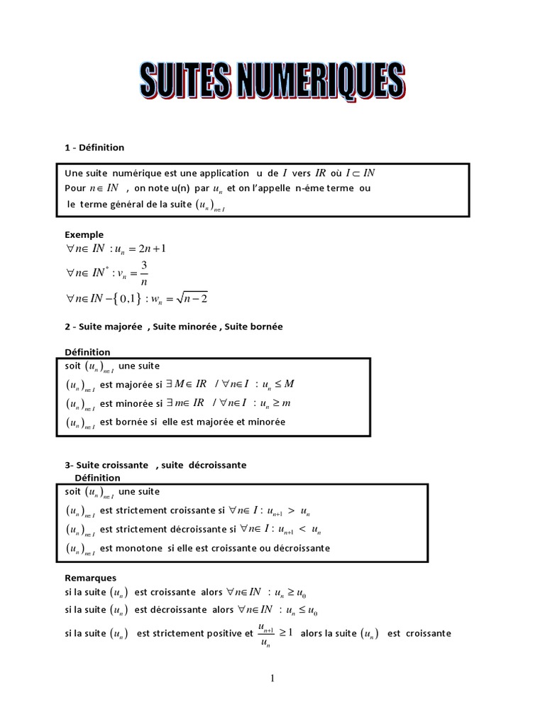 Suite Numerique | PDF | Séquence | Fonction monotone