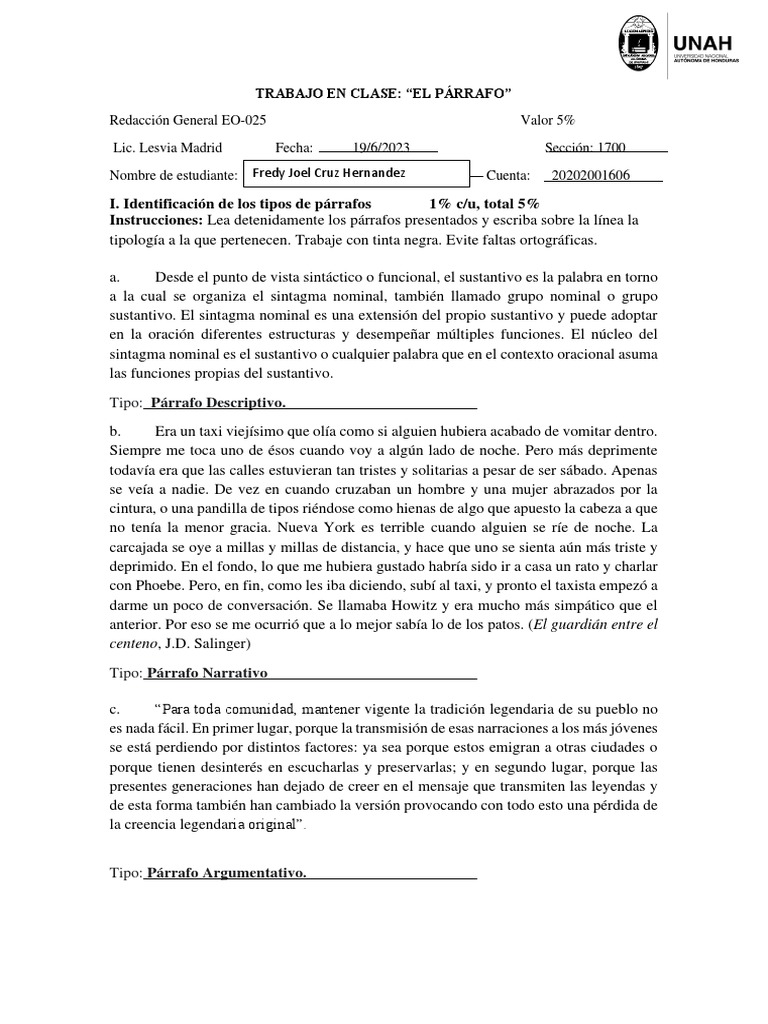 Ejercicios Identificación de Párrafos 2 | PDF | Lingüística