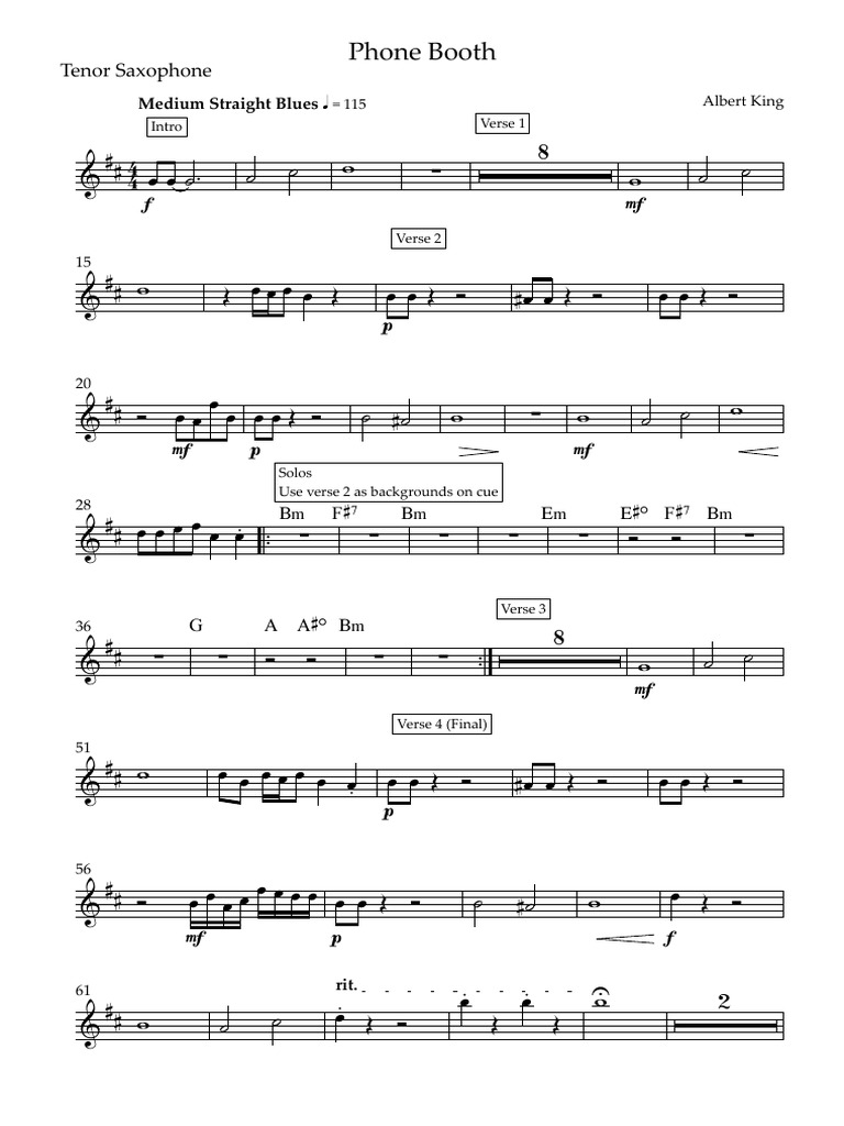 Phone Booth - Tenor Saxophone | PDF