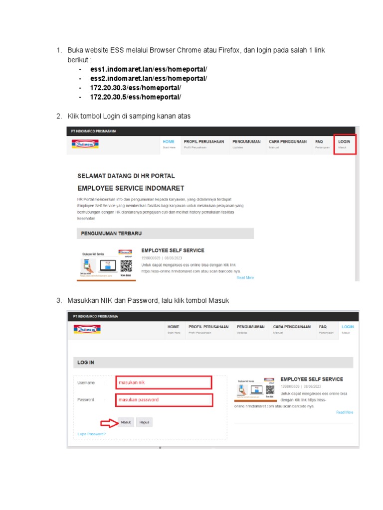 Tata Cara Ubah Password Pada Program ESS | PDF