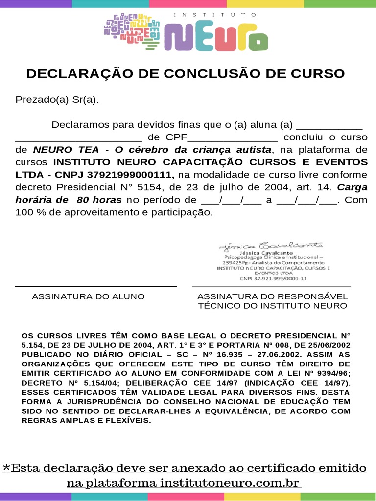 NEURO TEA - O Cerebro Da Certificado | PDF