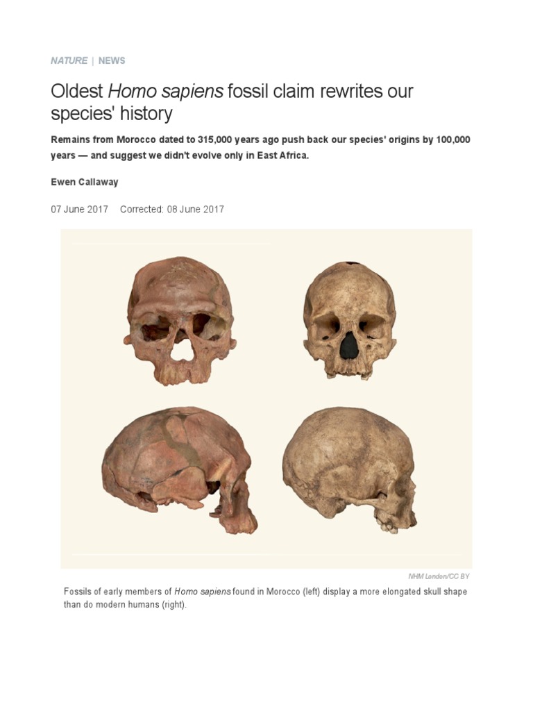 Nature 2017 22114 | PDF | Evolution Of Primates | Pliocene