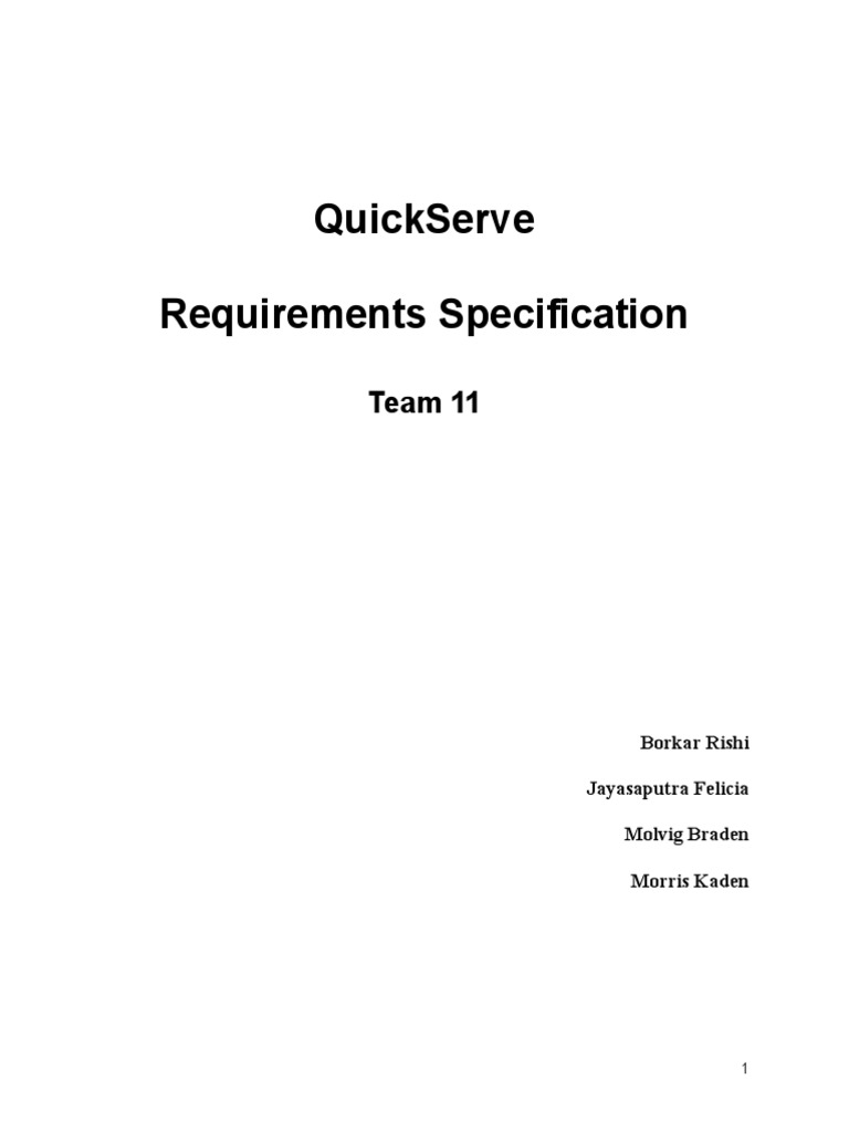 QuickServe Req Spec | PDF