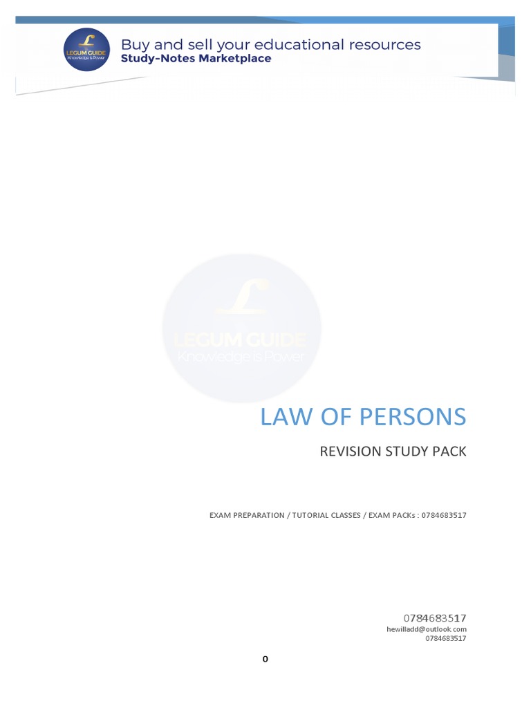 PVL1501 Law of Person Revision Pack | PDF