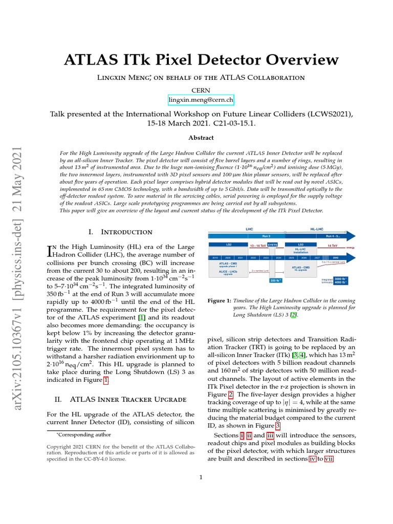 Atlas Itk Pixel Detector Overview: Lingxin Meng, On Behalf of The Atlas ...