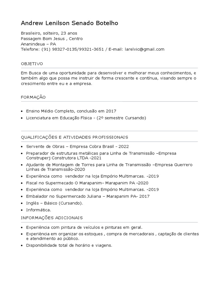 Andrew Currículo 2023 | PDF