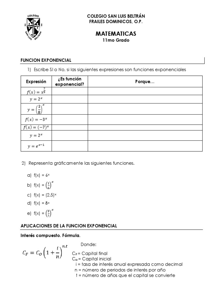 FUNCIÓN EXPONENCIAL | PDF | Funcion exponencial