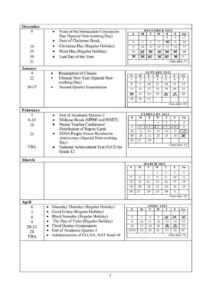 DepEd-School-Calendar-2022 - 2023 | PDF