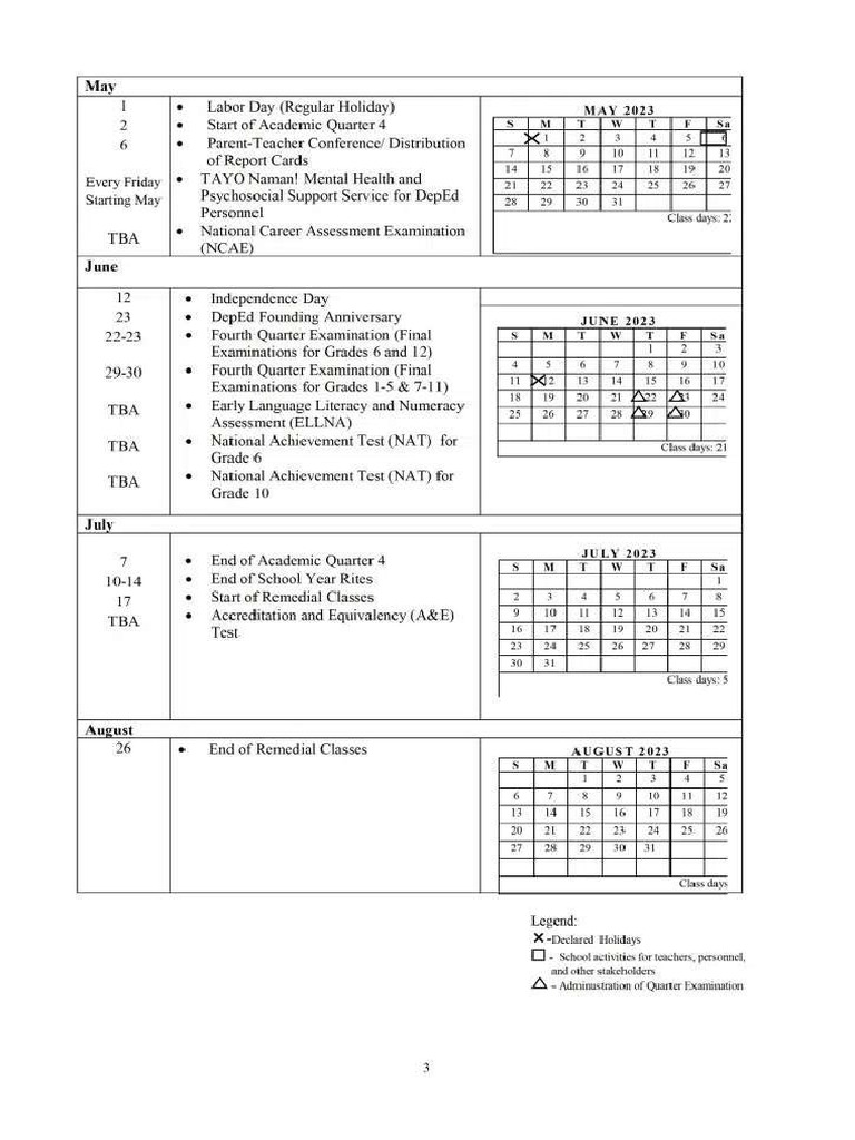 DepEd-School-Calendar-2022 - 2023 3 | PDF