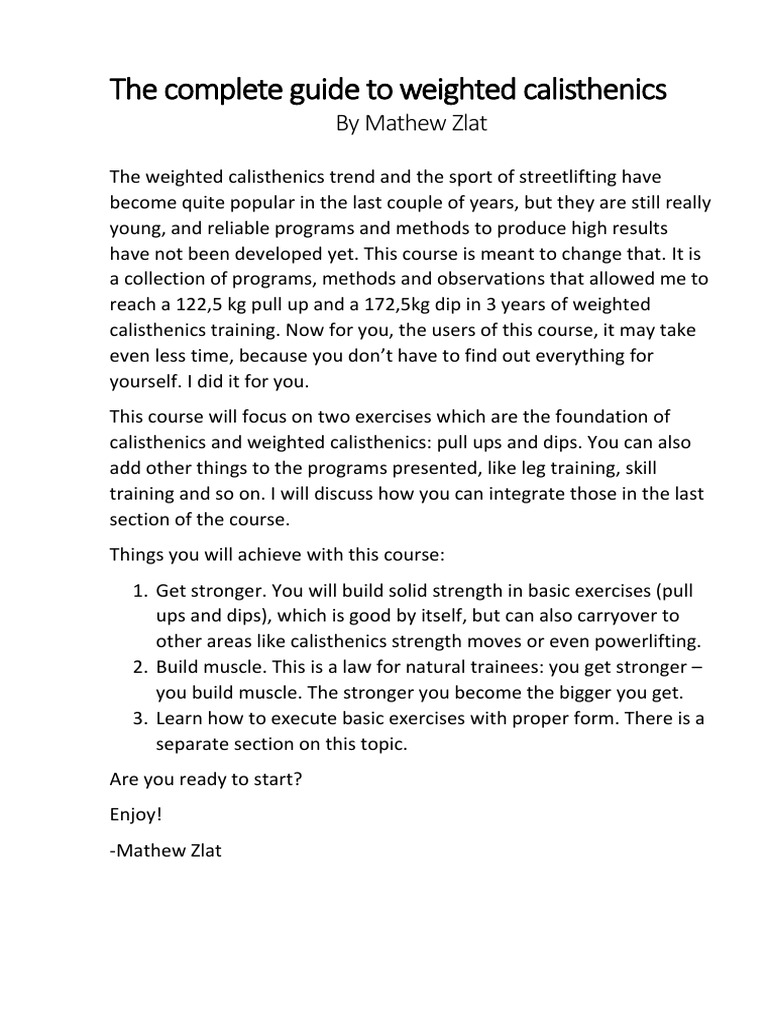 The Complete Guide To Weighted Calisthenics | PDF | Shoulder | Physical ...