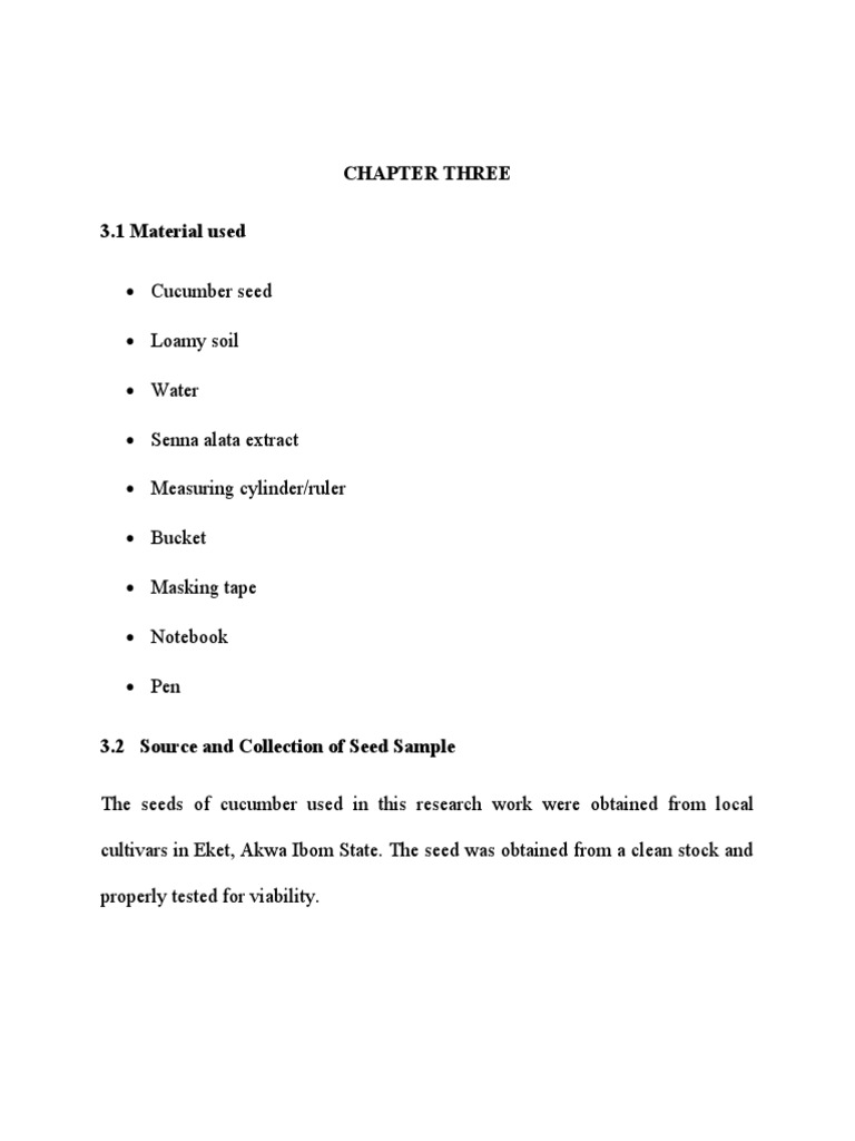 Cucumber - CHAPTER THREE (Project) | PDF | Seed | Soil