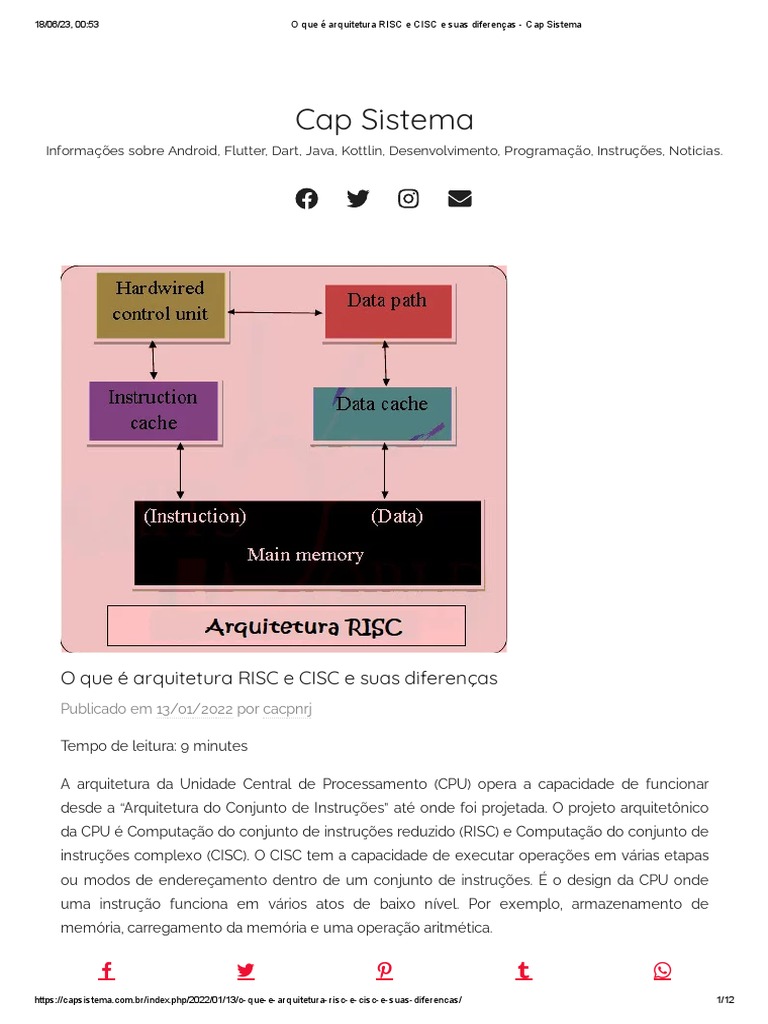 O Que É Arquitetura RISC e CISC e Suas Diferenças - Cap Sistema | PDF ...