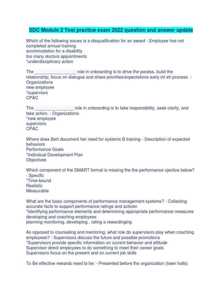 SDC Module 2 Test Practice Exam 2022 Question and Answer Update | PDF ...