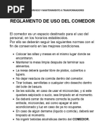 Reglamento Del Comedor | PDF