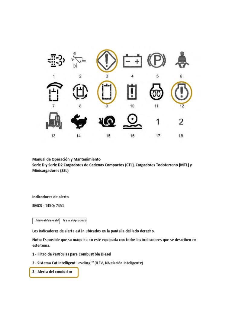 Indicadores de Alerta Cat 236D MPW 00553 Melgar | PDF | Motores | Máquinas