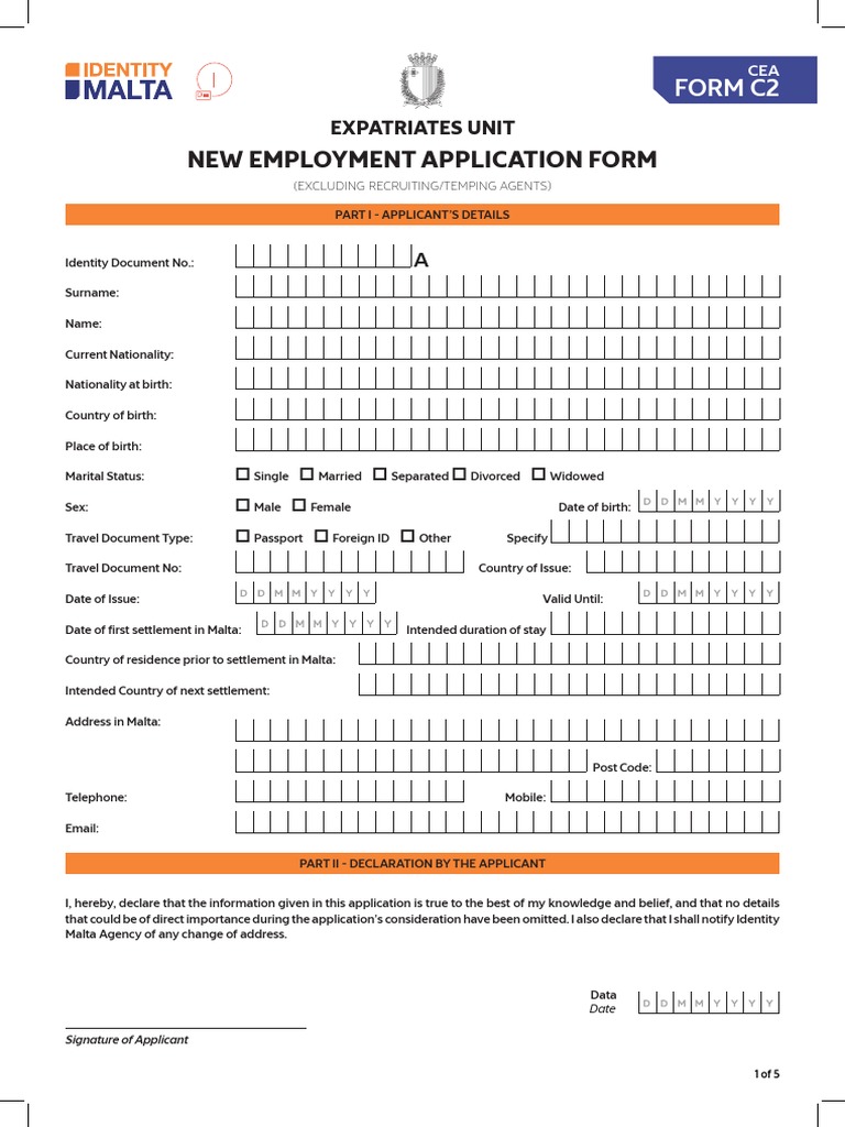 Form C2 Single Work Permit New Application | PDF