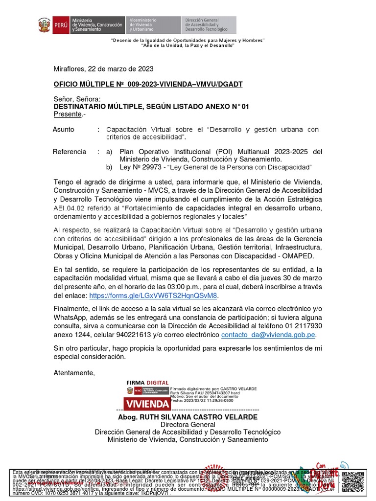 Oficio Multiple nº 009.2023-VIVIENDA | PDF