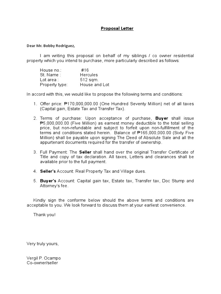 Property Proposal | PDF | Finance & Money Management
