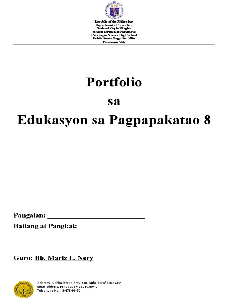 Esp8 Portfolio Format | PDF | Philippines