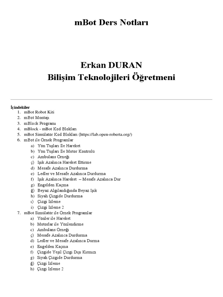 Bb2 Ders3 Mbot Ders Notlari | PDF