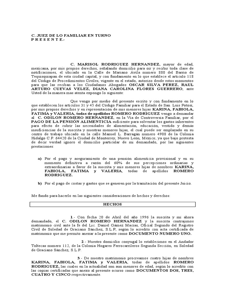 Demanda de Alimentos | PDF