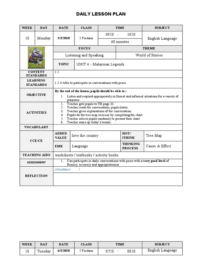 Lesson Plan Yr 5 Week 10 | PDF | Lesson Plan | Teachers