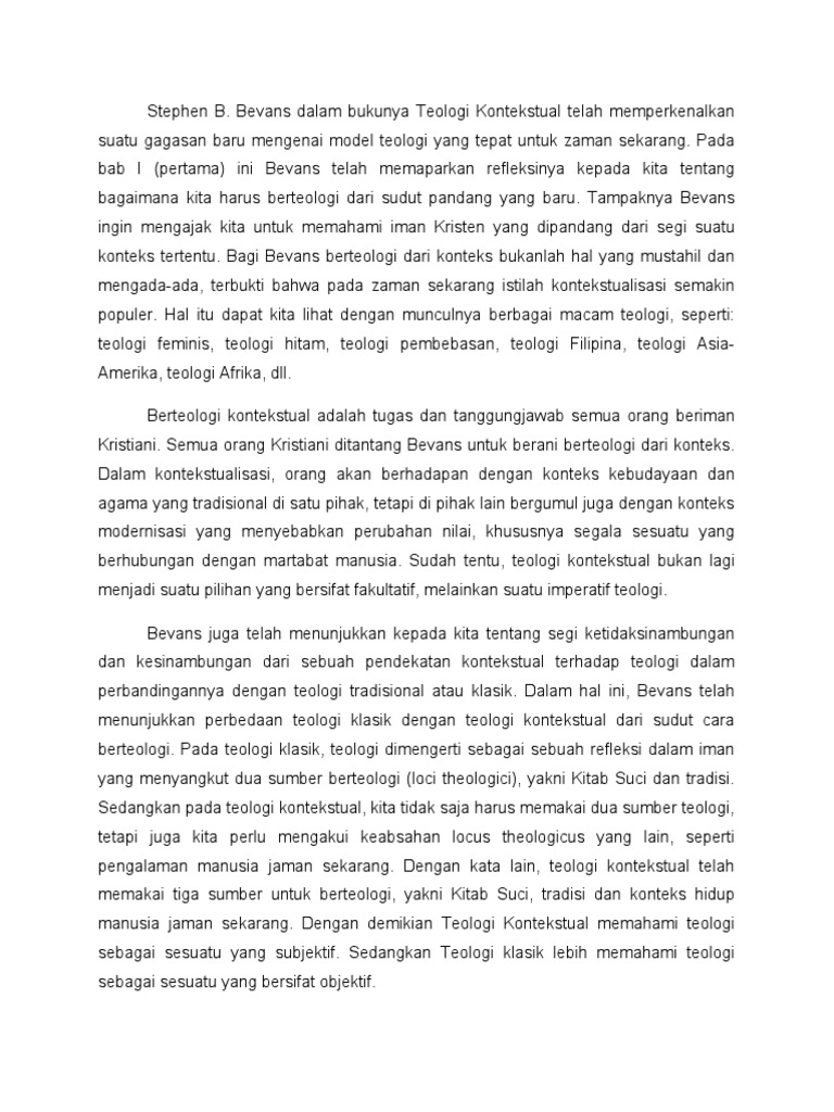 Stephen B Bevans - Model-Model Teologi Kontekstual | PDF