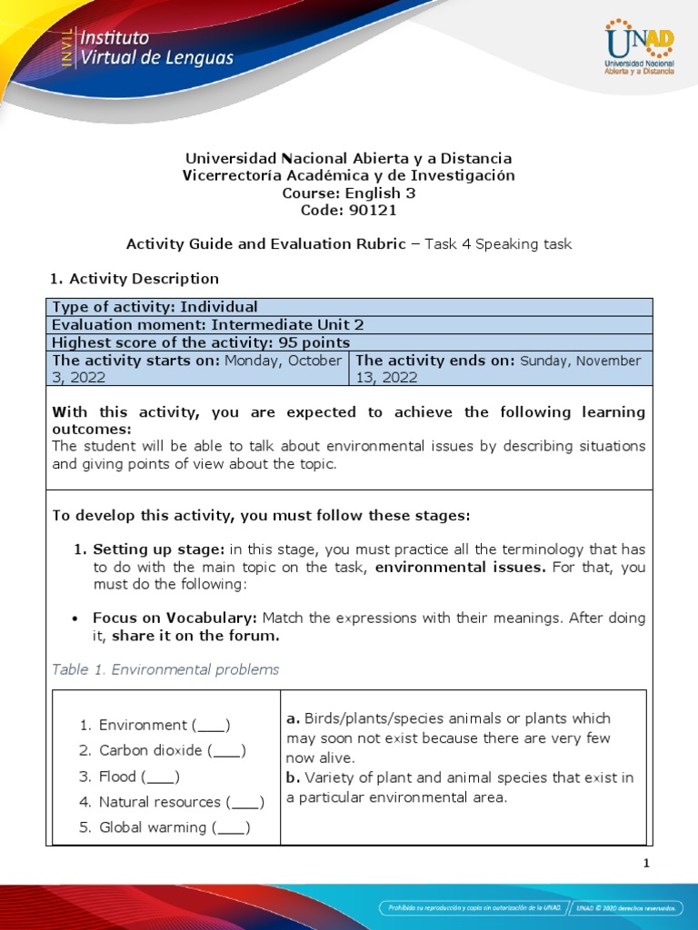 English 3 Speaking Task Guide | PDF | Water | Atmosphere Of Earth